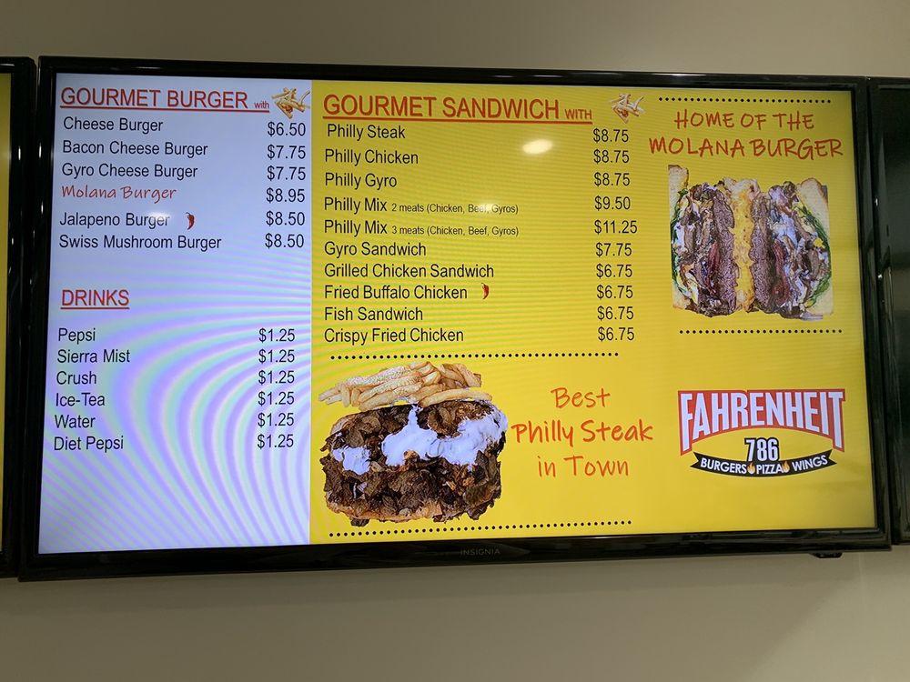 Menu at Fahrenheit 786 restaurant, Glendale Heights