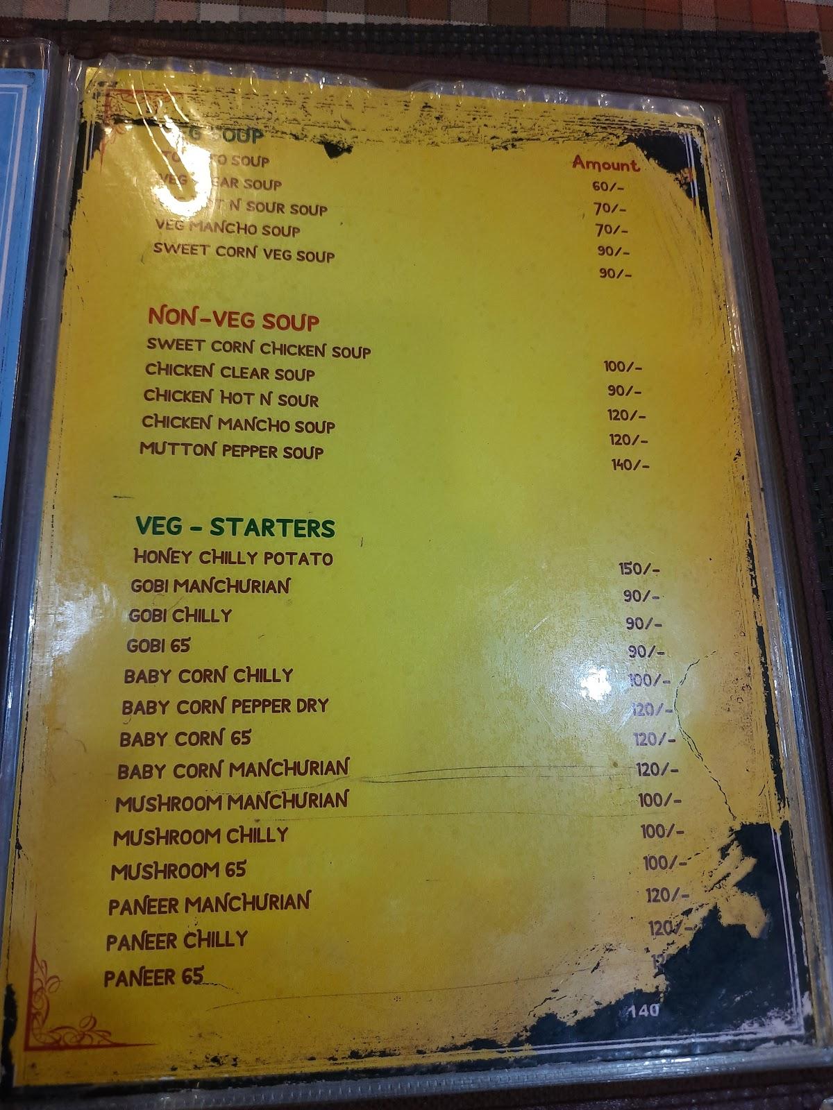 Menu at Hotel Karavali Fish Land, Bengaluru