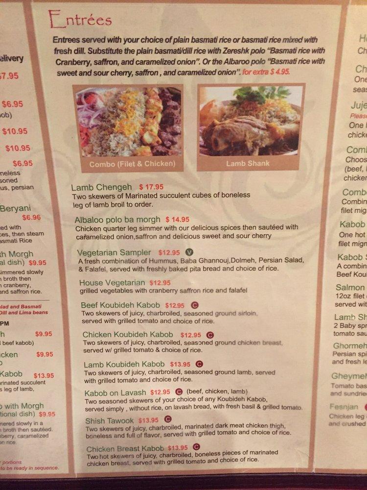 Menu at Kabobi - Persian and Mediterranean Grill restaurant, Chicago