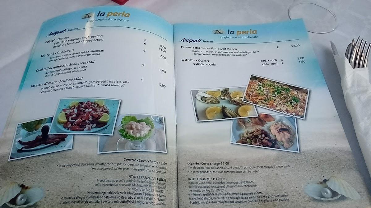Menu da La Perla ristorante, Balestrate
