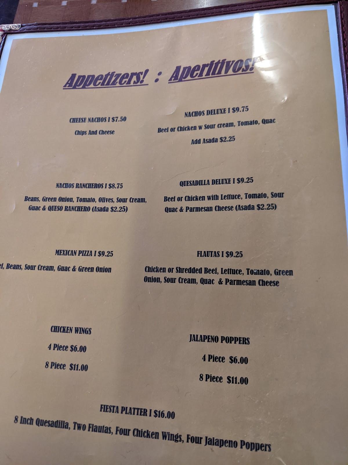 Menu at Los Compas Mexican Restaurant, Cañon City