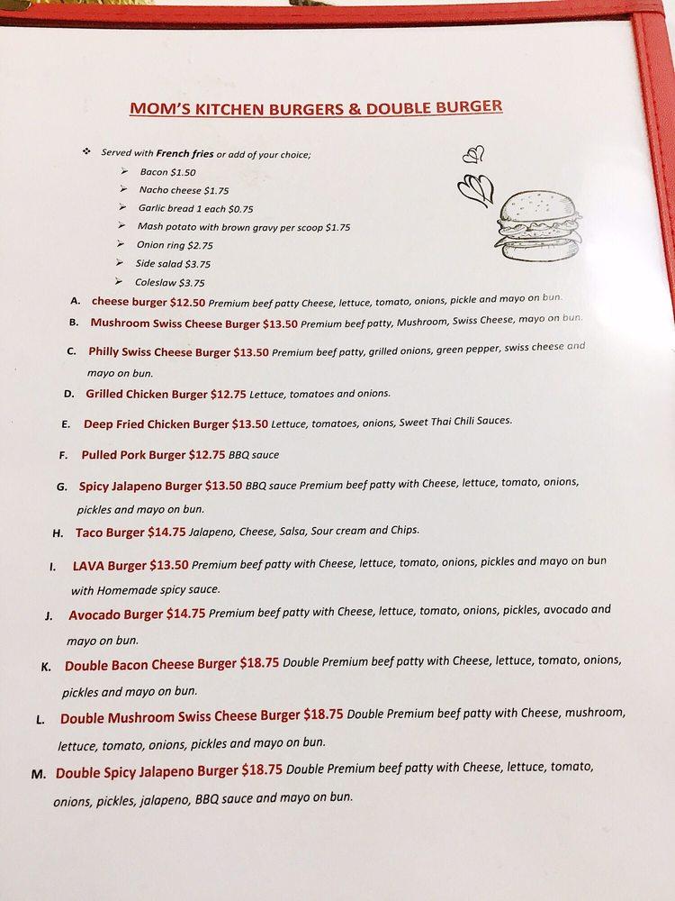 Menu at Mom's Kitchen pub & bar, Fairbanks