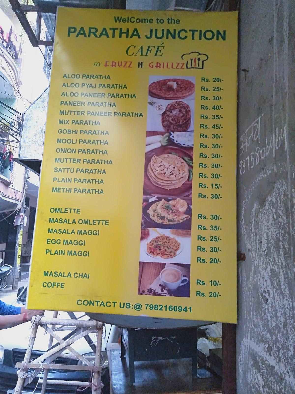 Menu at Paratha Junction Cafe, Delhi
