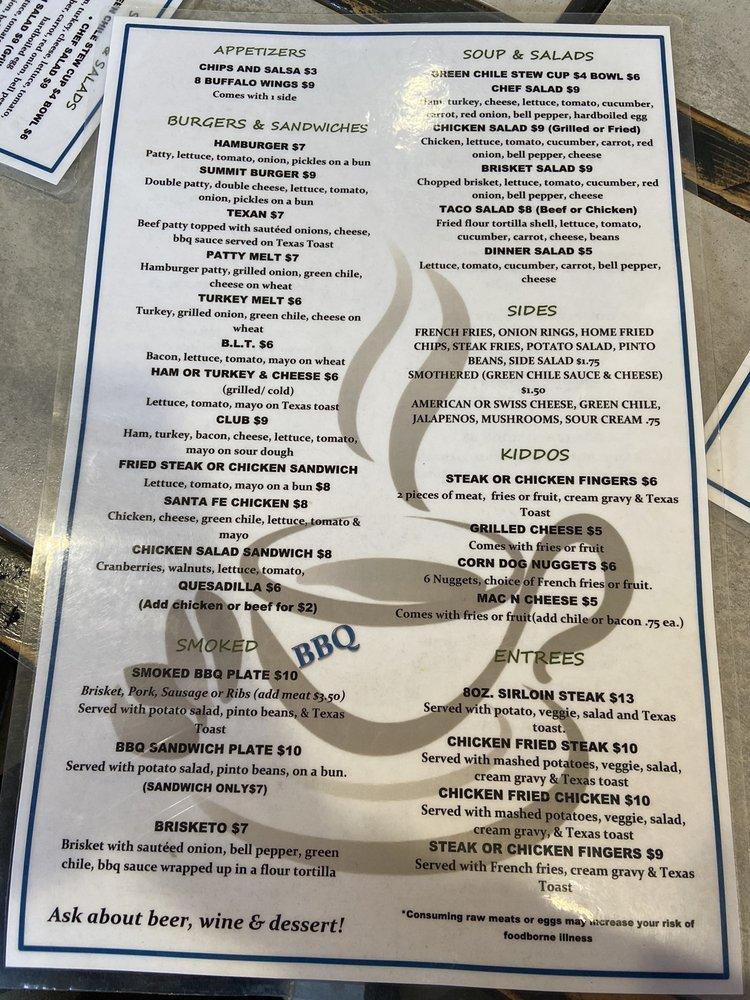 Menu at Alto Cafe, Alto, 810 NM-48