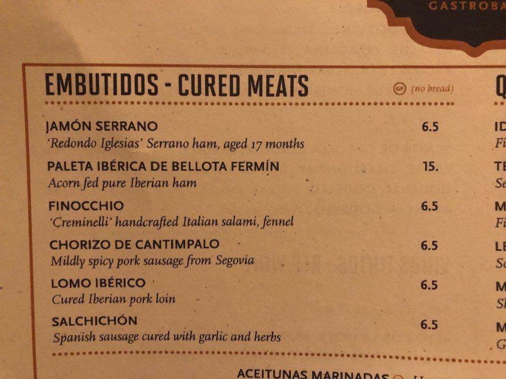 Menu at Bulla Gastrobar, Plano, Legacy Dr #180
