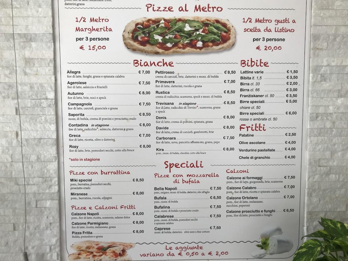 Menu at Miki Pizza Marghera restaurant, Venice