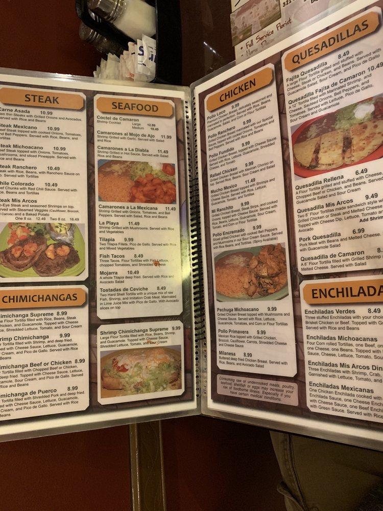 Menu at Mis Arcos Mexican Restaurant, Carthage