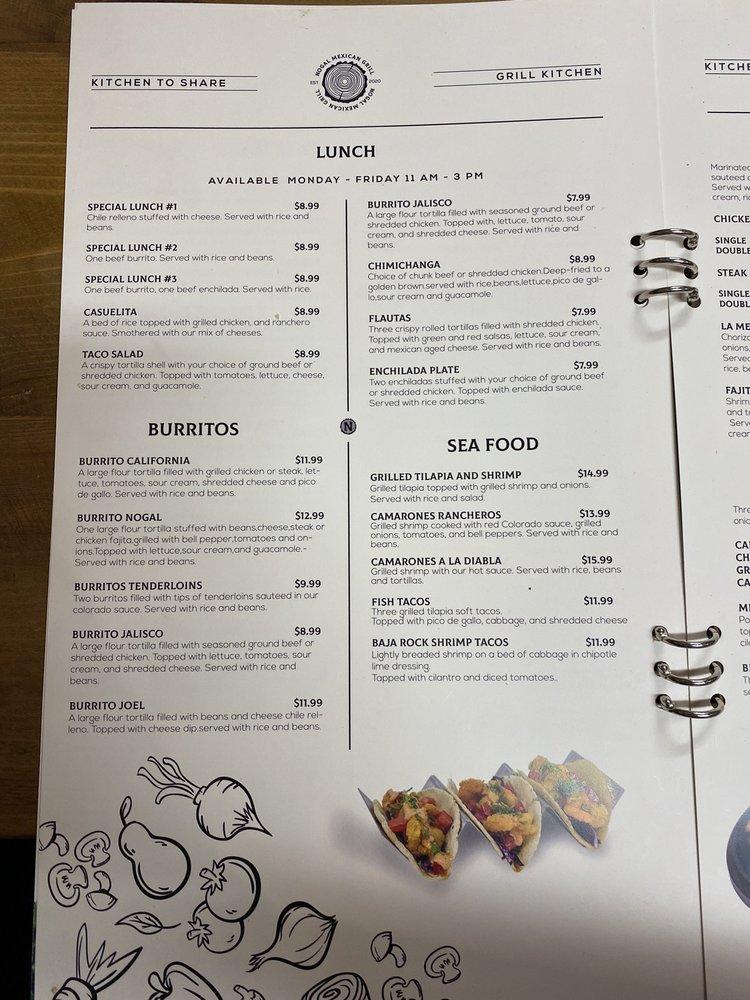 Menu at Nogal Mexican Grill restaurant, Deville