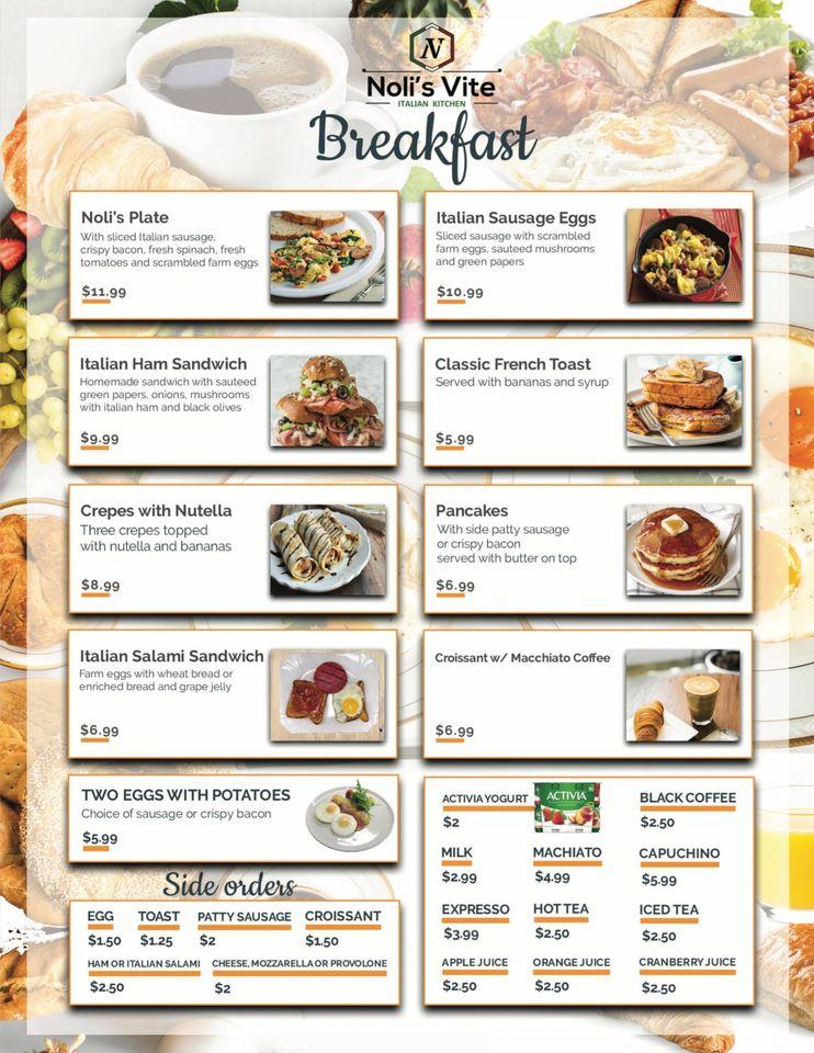 Menu at Noli's Vite pizzeria, New Braunfels