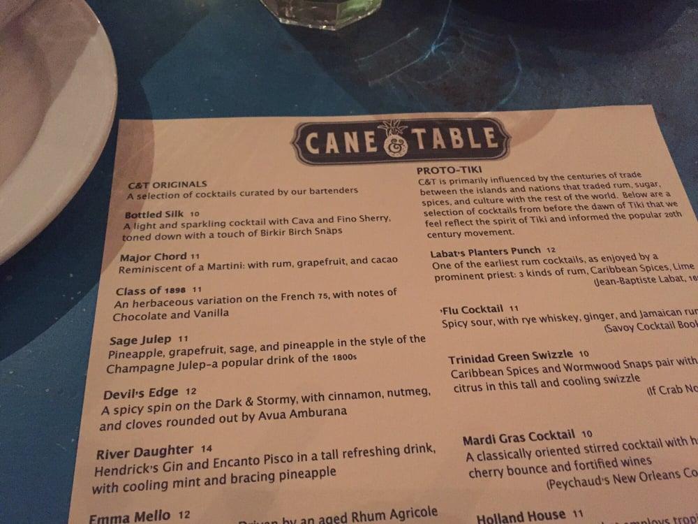 Menu at Cane and Table pub & bar, New Orleans, Decatur St