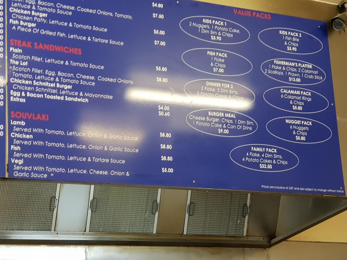 Menu at Dinah Parade Fish & Chippery fast food, Keilor East