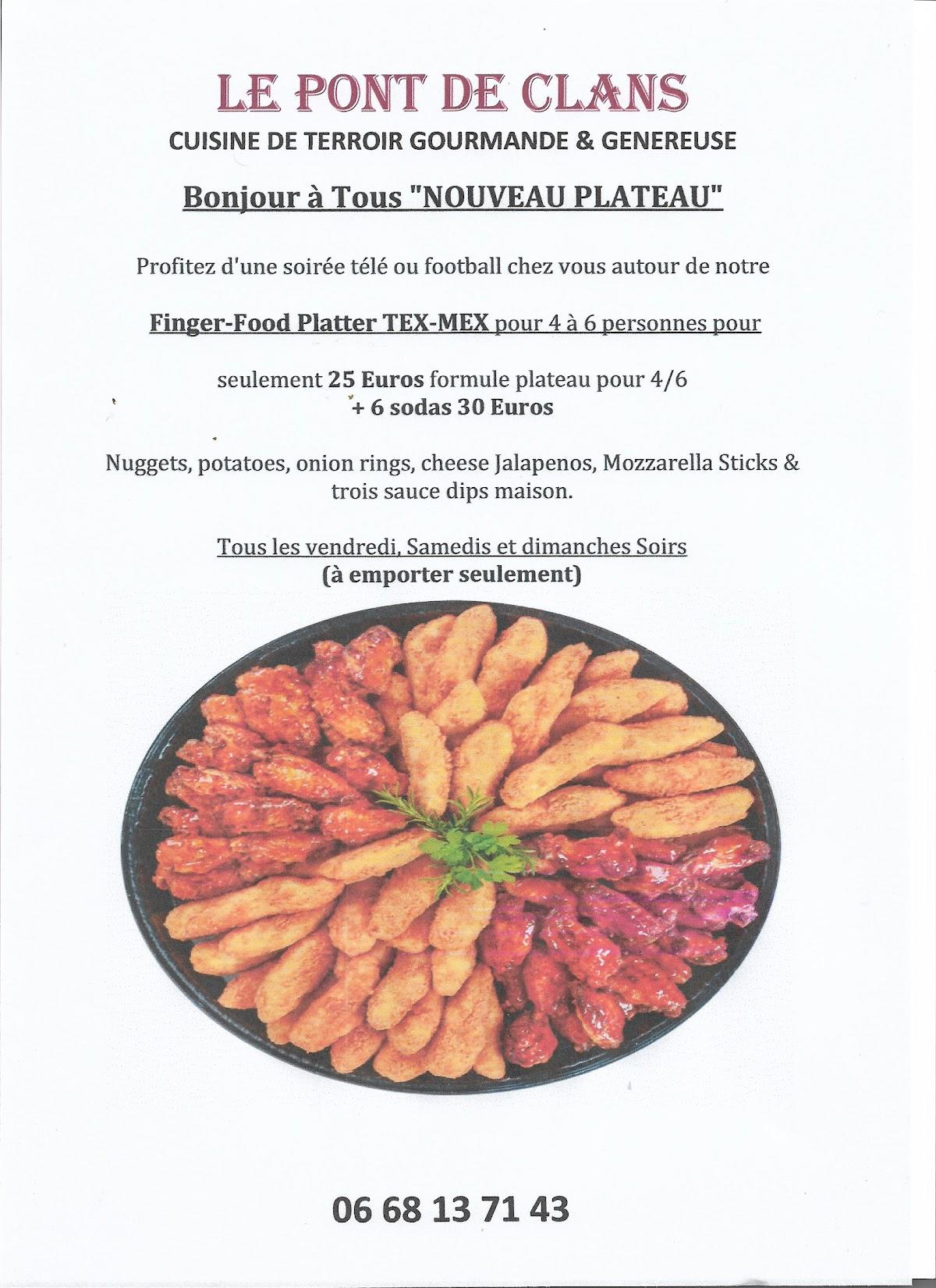 Menu au Restaurant le Pont-de-Clans, Clans