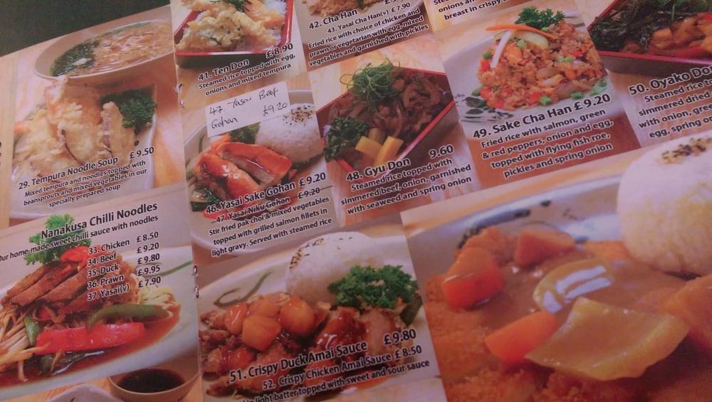 Menu at Nanakusa restaurant, Glasgow