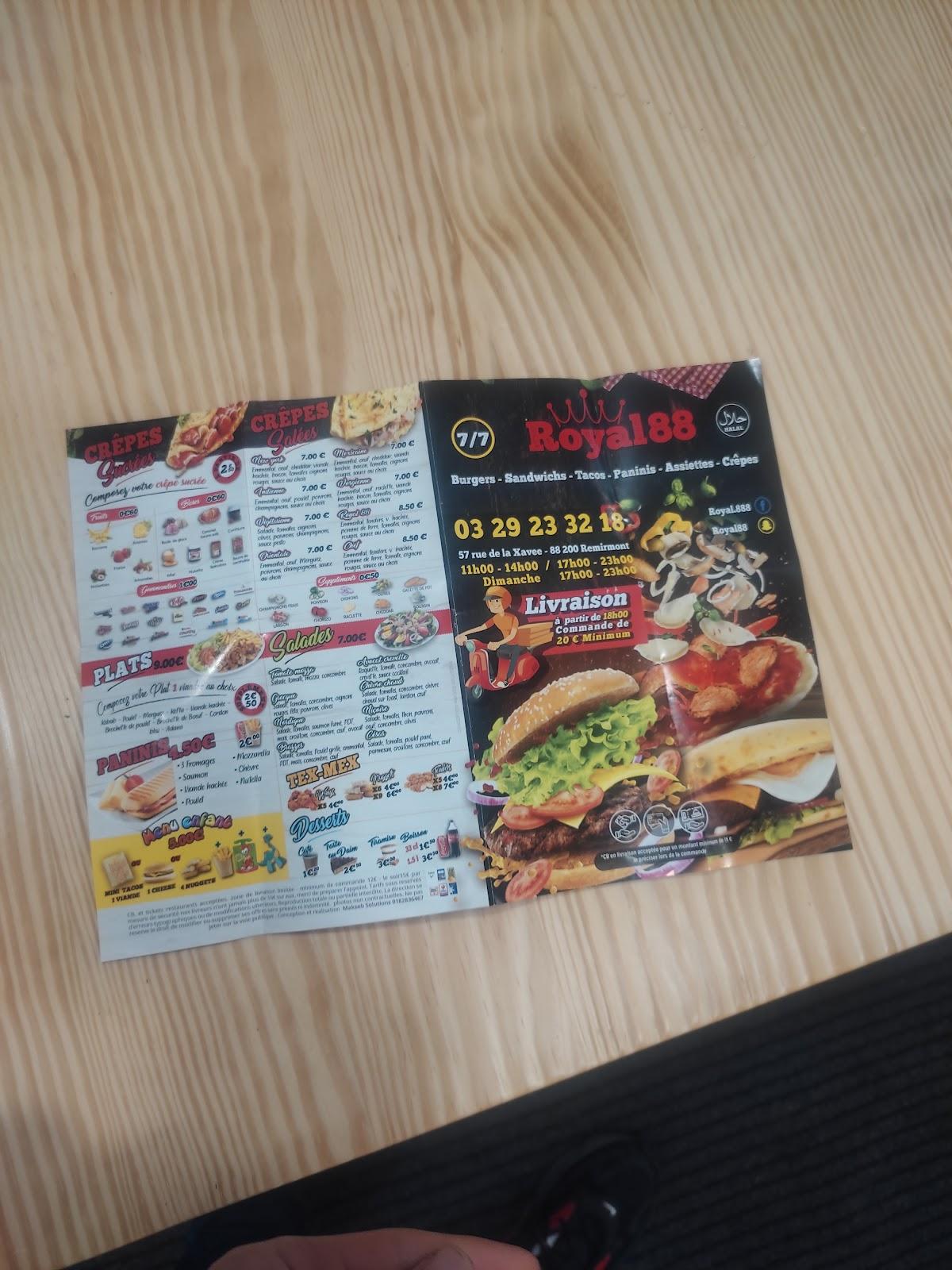 Menu au Royal 88 restaurant, Remiremont, 57 Rue de la Xavee