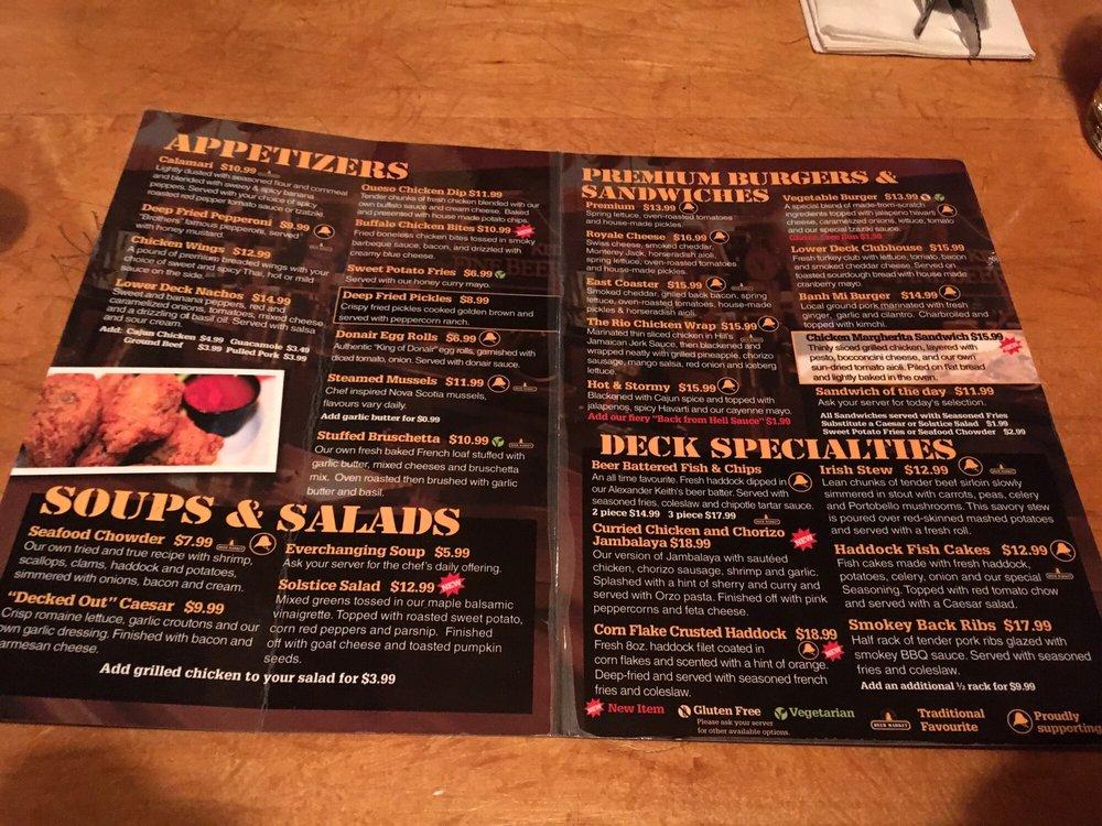 Menu at The Lower Deck pub & bar, Halifax
