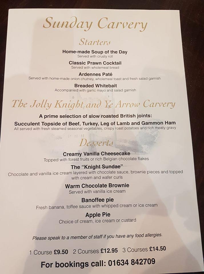 Menu at Ye Arrow pub & bar, Rochester, Boley Hill