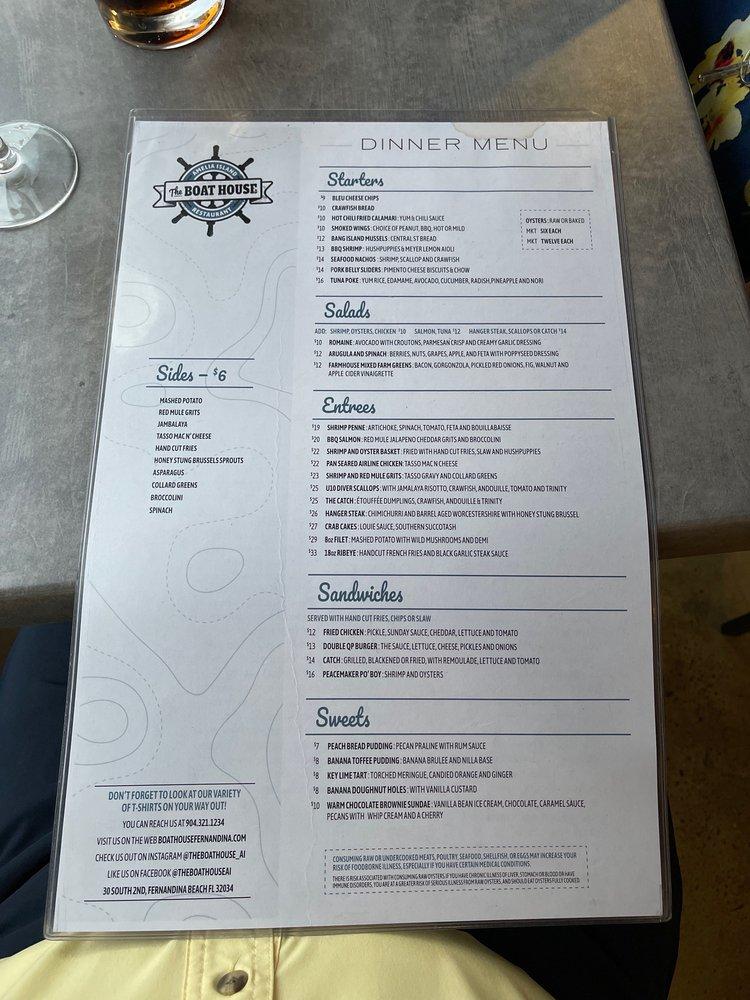 Menu at The Boat House pub & bar, Fernandina Beach