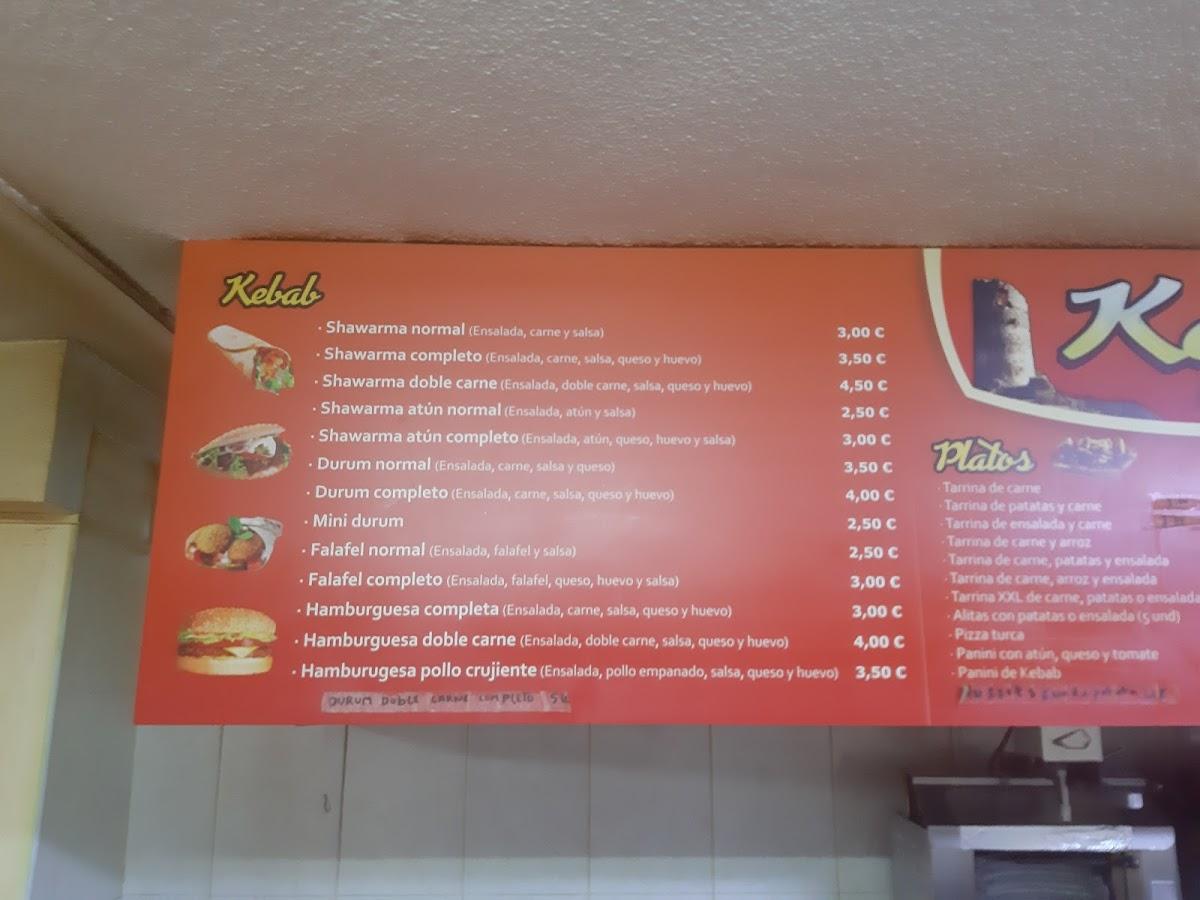 Menu at KEBAB El TORREON restaurant, Albolote