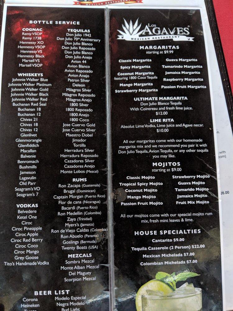 Menu at Los Agaves Restaurant, Chelsea