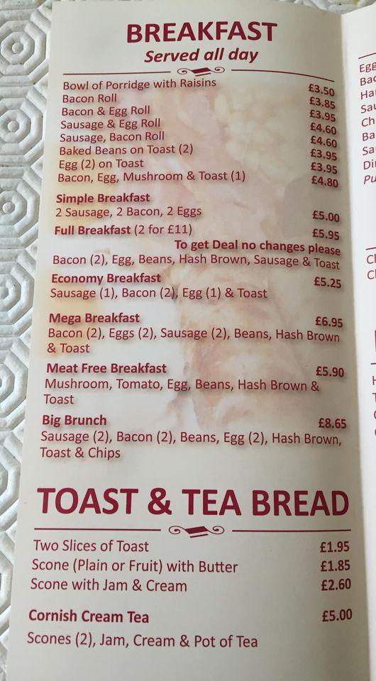 Menu at Nile's Bakery & Cafe, Saint Austell, Holmbush Cafe