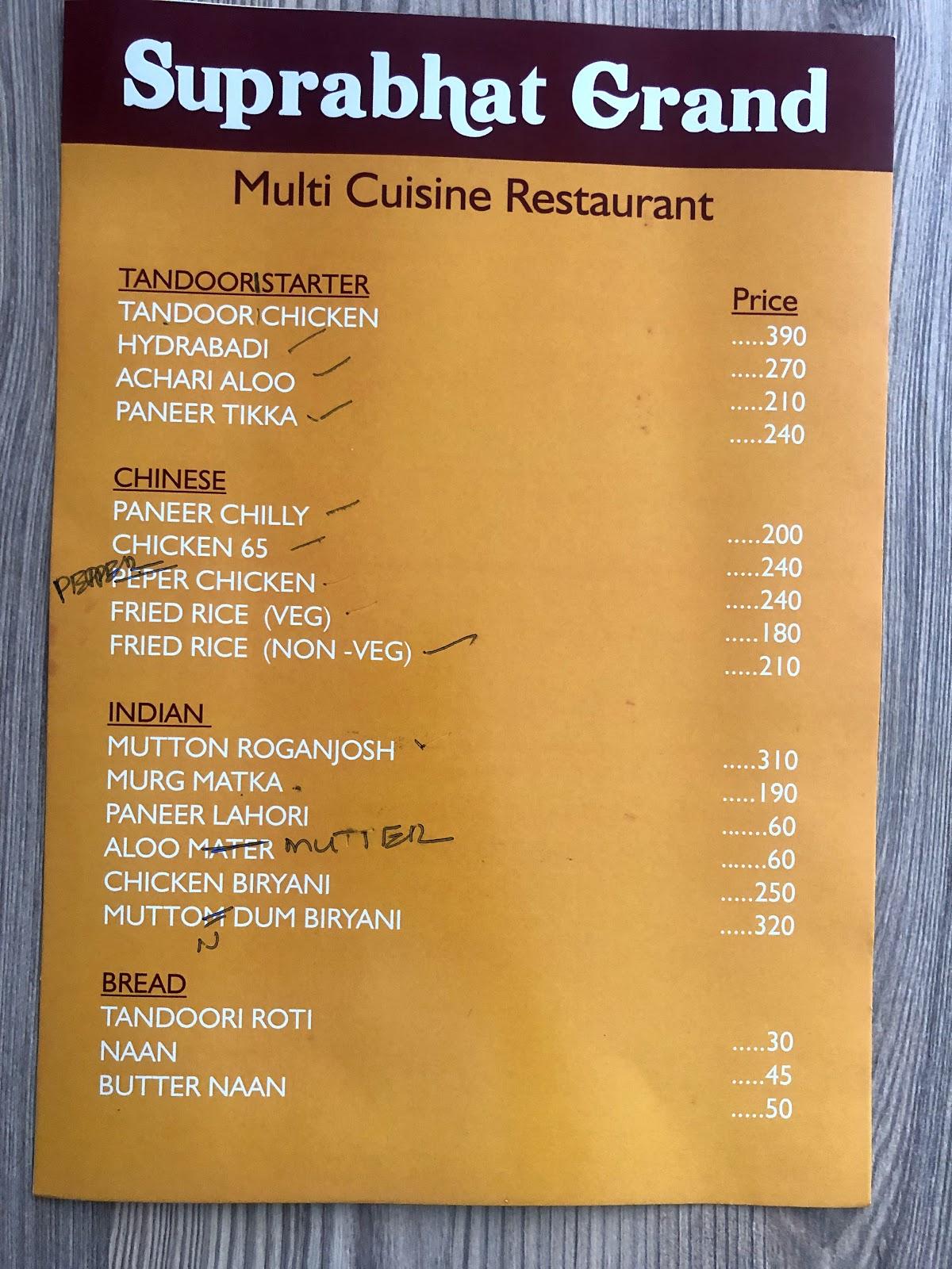 Menu at Suprabhat Grand Multi Cuisine Restaurant & Hotel, Kakinada