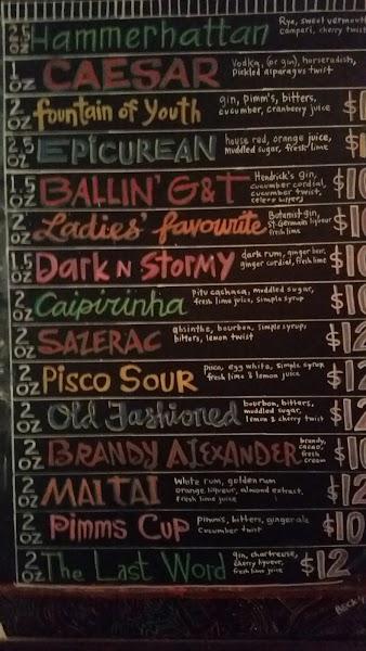 Menu at The Brain Bar, Hamilton