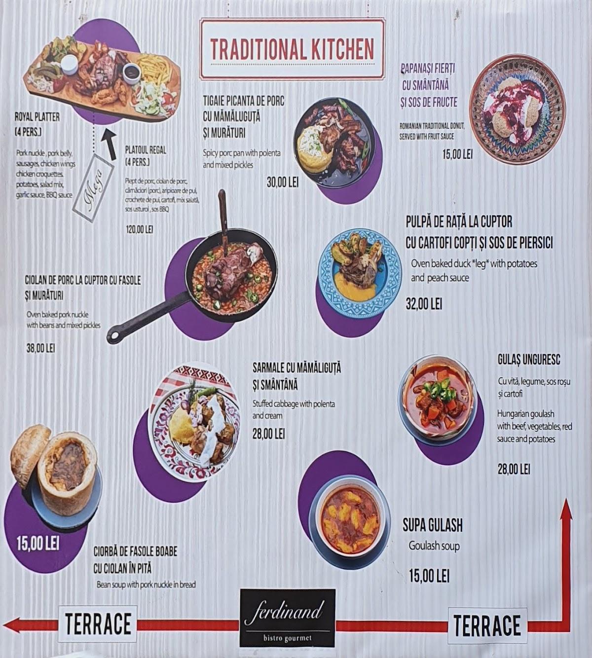 Menu at Ferdinand Bistro Gourmet, Sighișoara