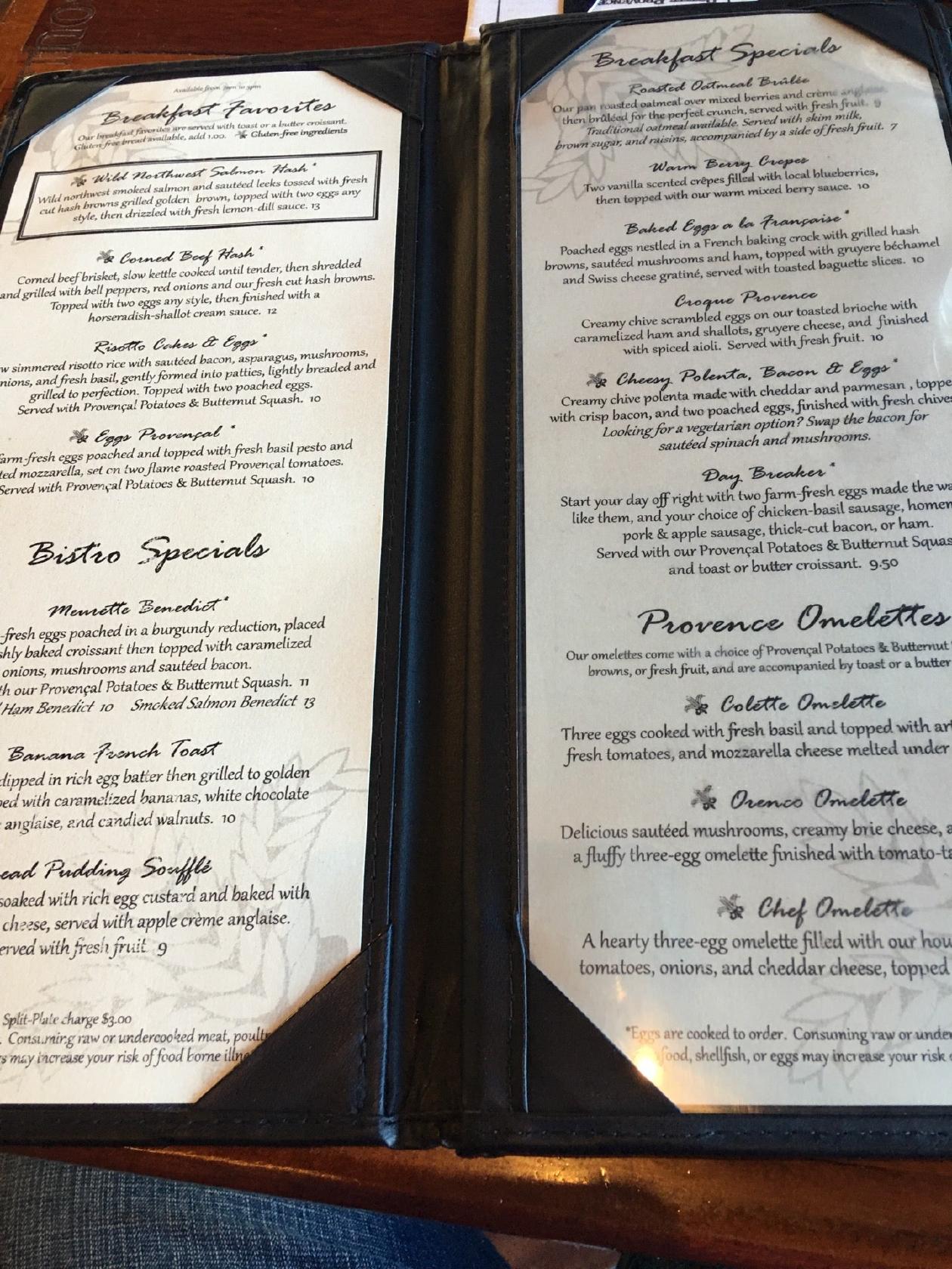 Menu at La Provence Boulangerie & Patisserie restaurant, Beaverton