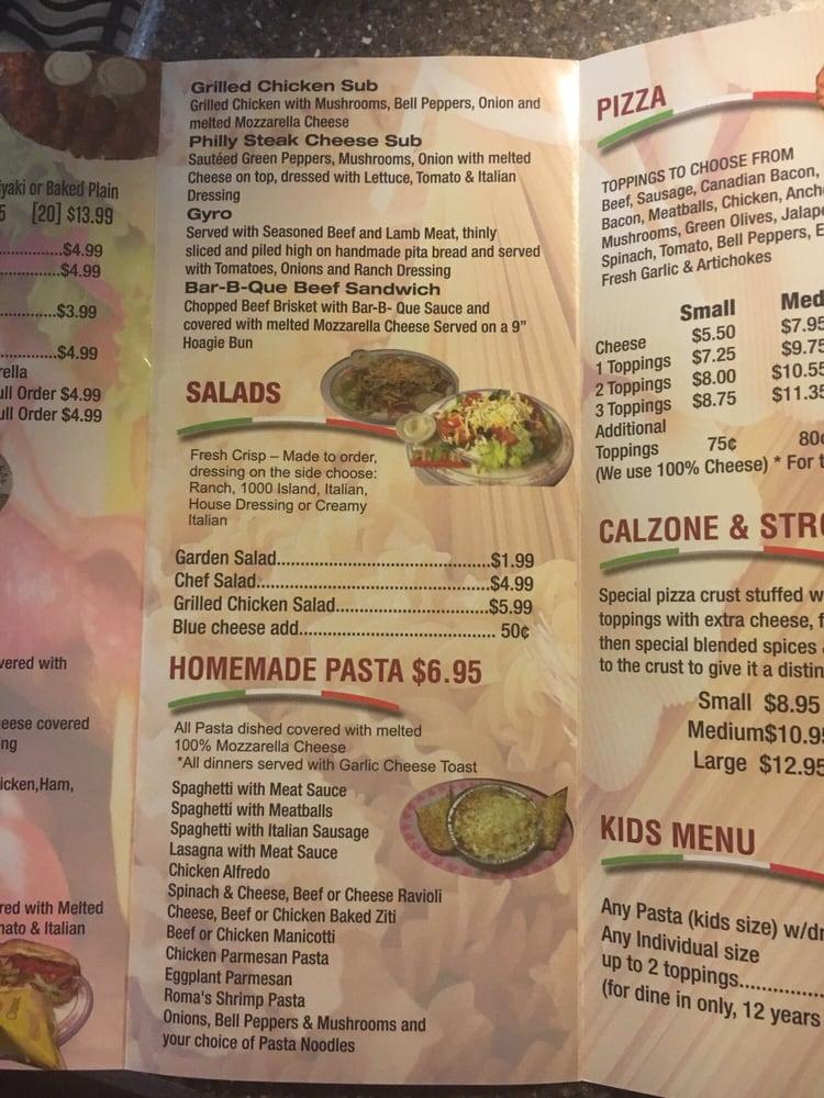 Menu at Romas Pizza pizzeria, Jacksboro, 119 S Main St