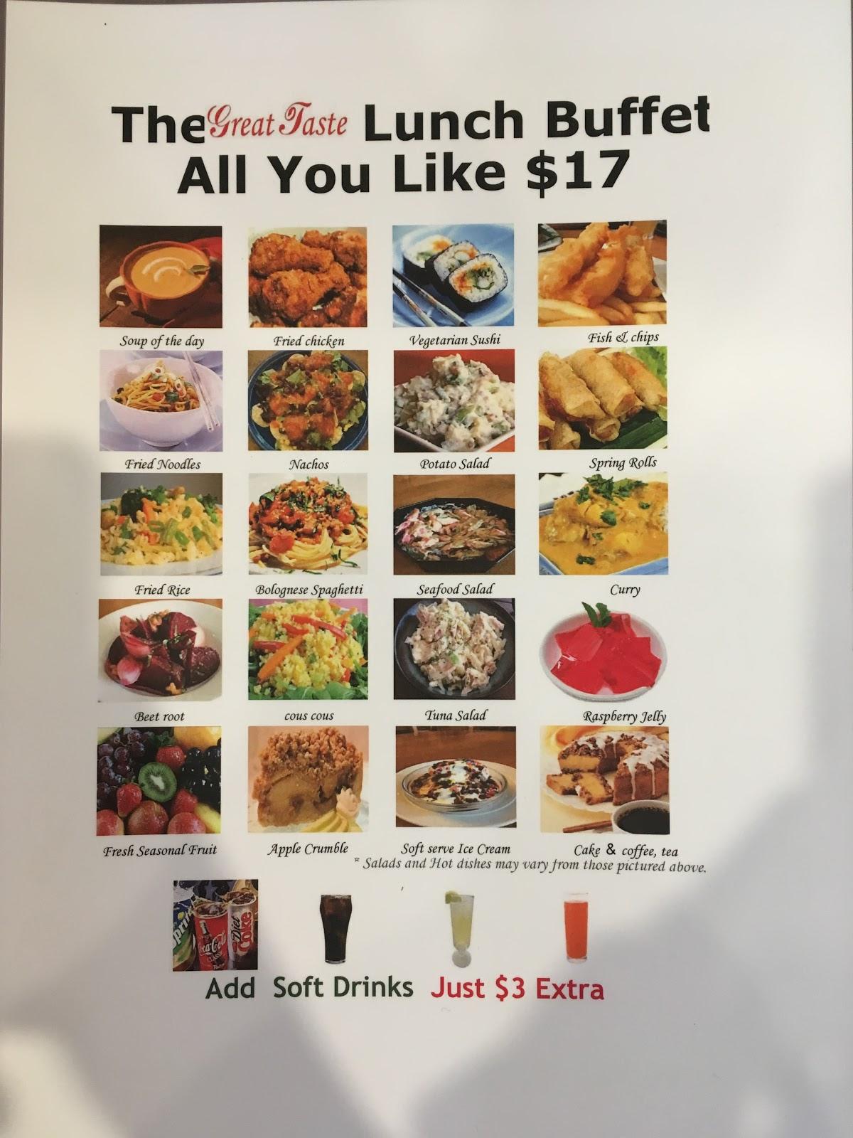 Menu at Great Taste Restaurant, Dunedin
