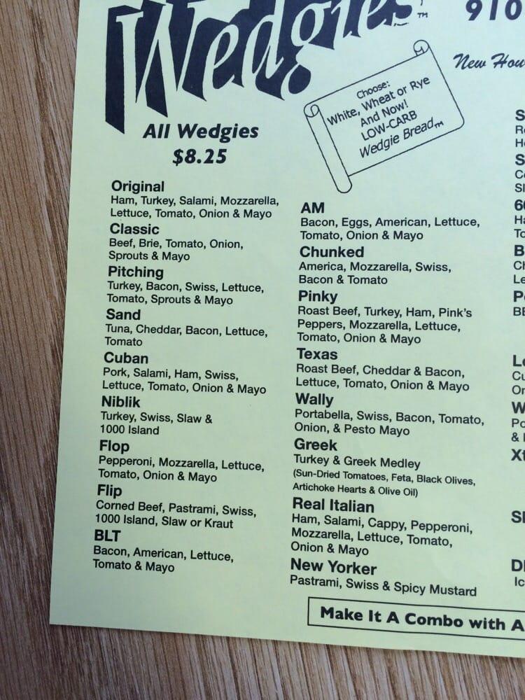 Menu at Wedgies Restaurant, Southern Pines, -B Morganton Rd