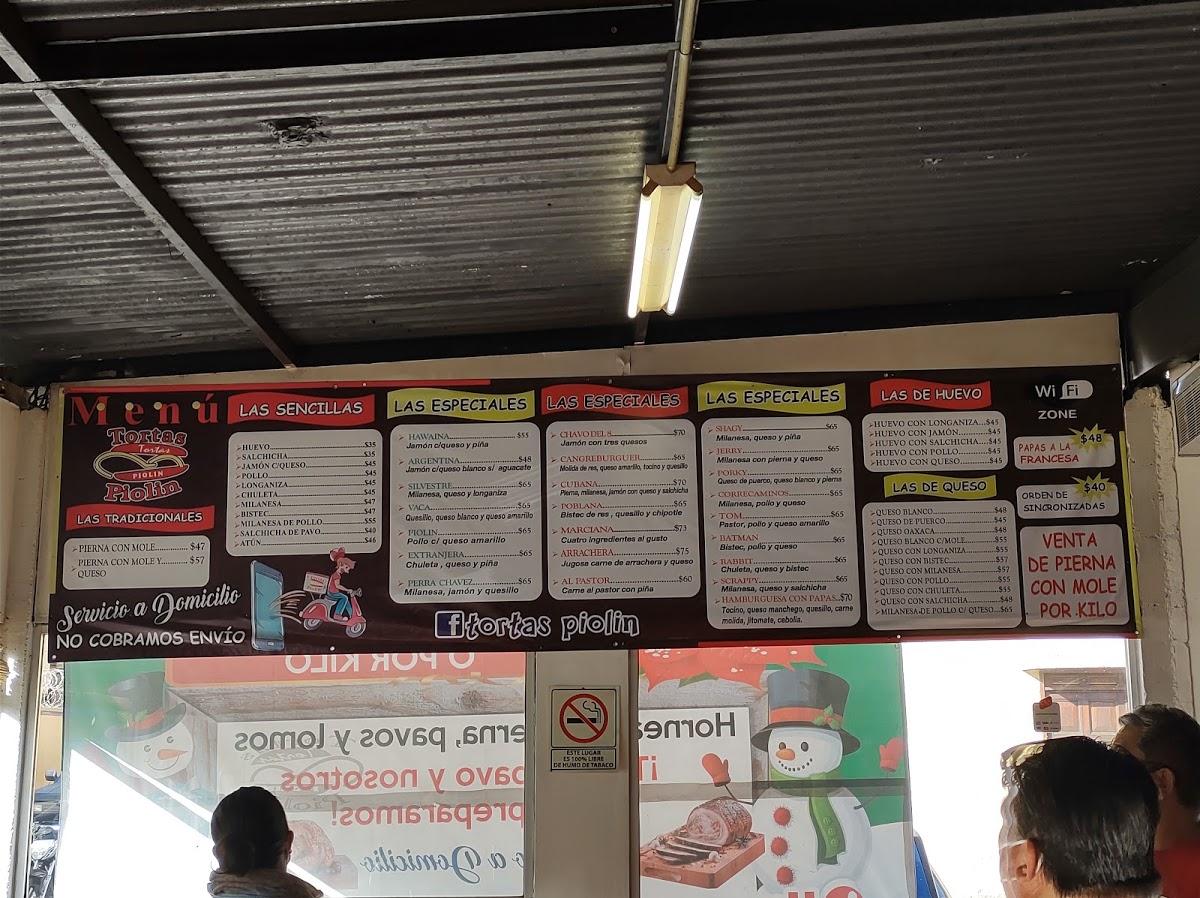 Menu at tortas piolin restaurant, Texcoco, Calle Moctezuma & Del Olivo