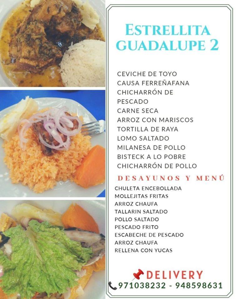Menu at Estrellita Guadalupe restaurant, Ferreñafe