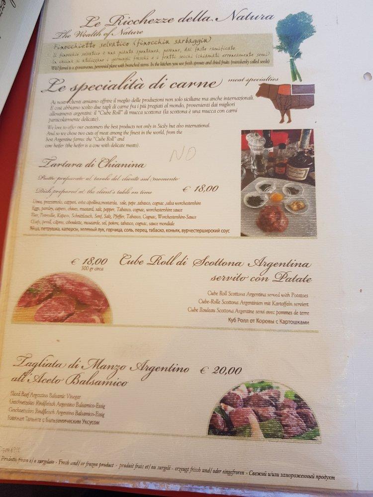 Menu at La Taverna Dell'Etna restaurant, Castelmola