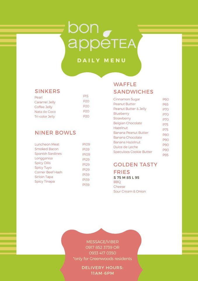 Menu at Bon Appetea Hampton Gardens restaurant, Pasig