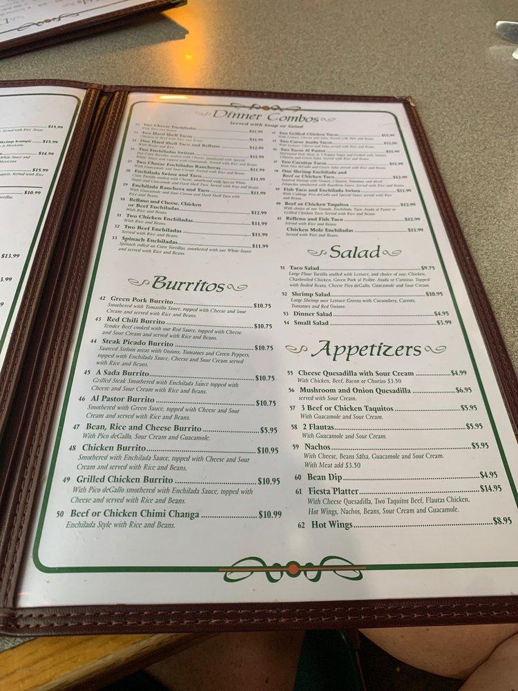 Menu at Casa Alvarez restaurant, Prescott, 321 W Gurley St