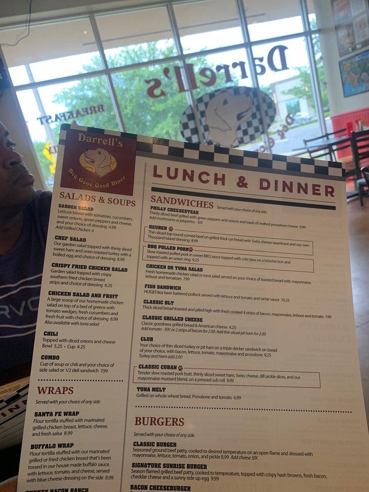 Menu at Darrell's Dog Gone Good Diner restaurant, Gainesville