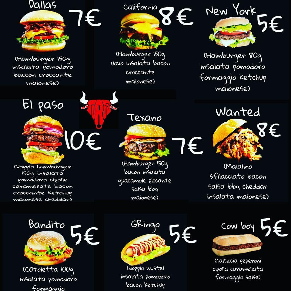 Menu at El Toros restaurant, Sarzana, Via Aldo Moro