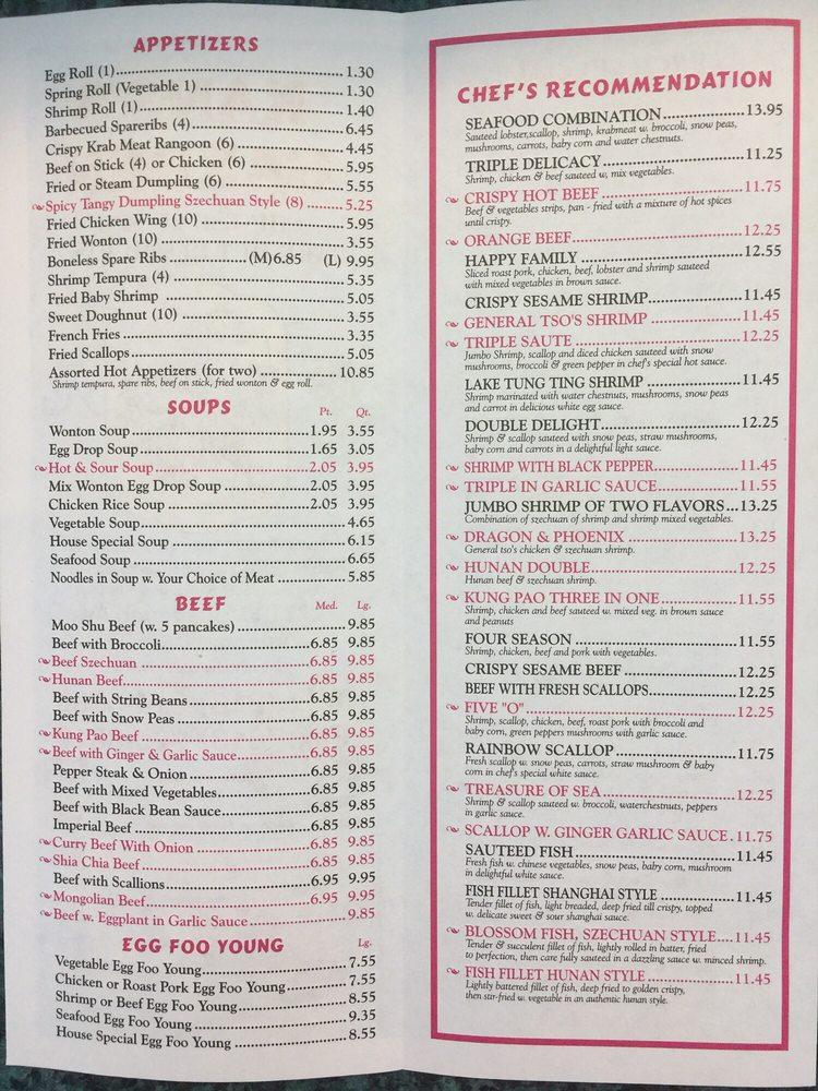 Menu at Kang's Garden restaurant, Tampa