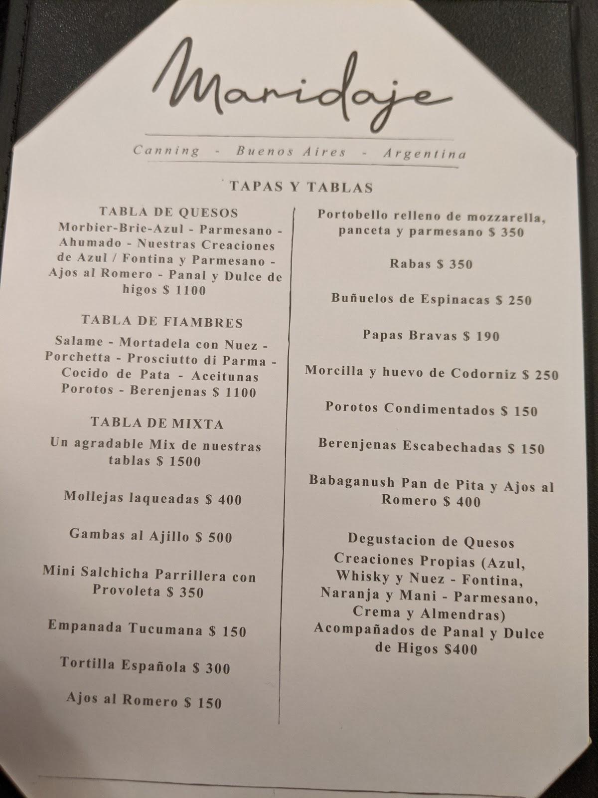 Menu at Maridaje Resto restaurant, Canning
