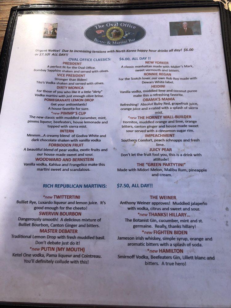 Menu at Oval Office pub & bar, Post Falls