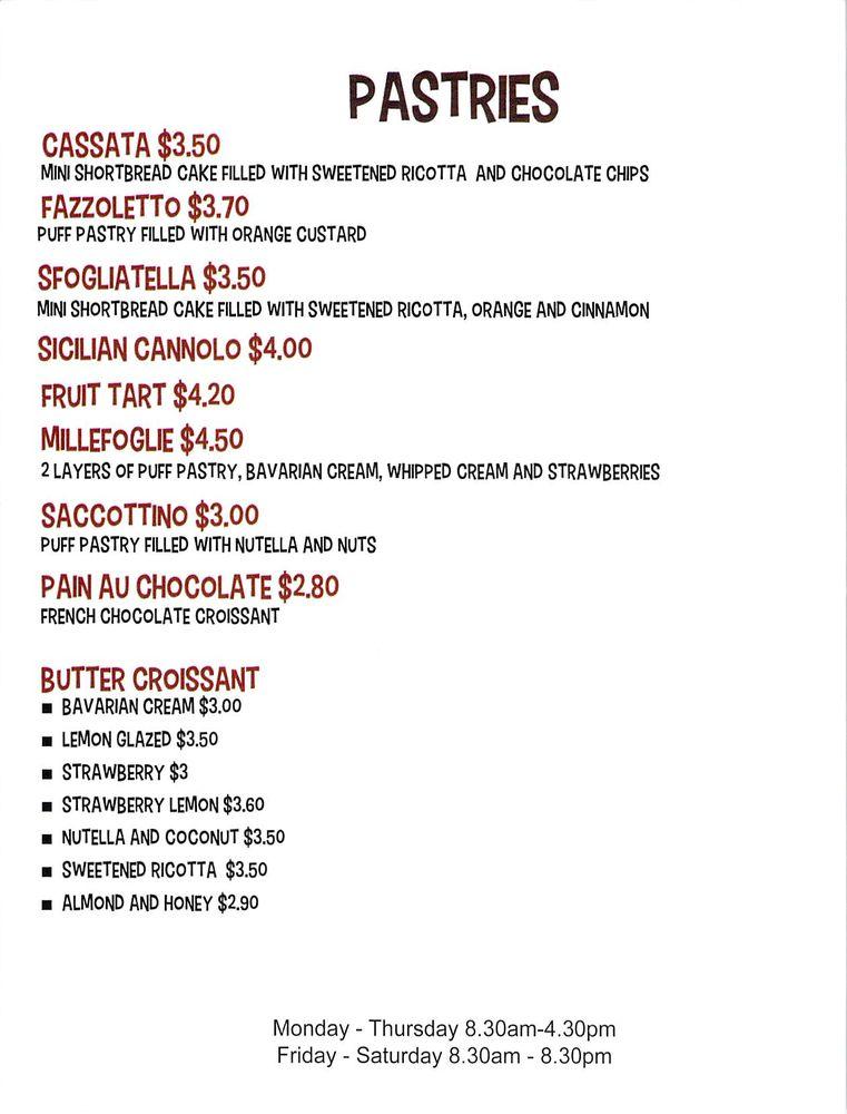 Menu at Sapori Italian Bakery & Cafe, Ogden