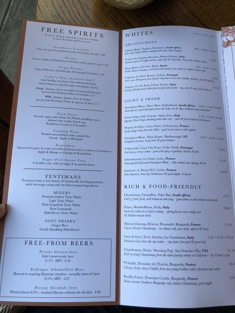 Menu at The Bear & Ragged Staff restaurant, Oxford