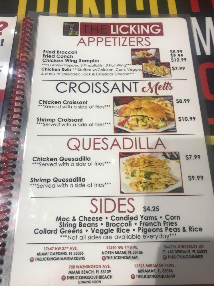 Menu at The Licking restaurant, Miramar, Miramar Pkwy