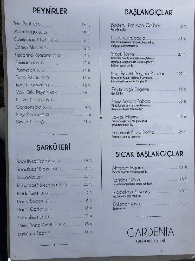Menu at Gardenia Restaurant, Alanya, Ehmedek Sk. No:24