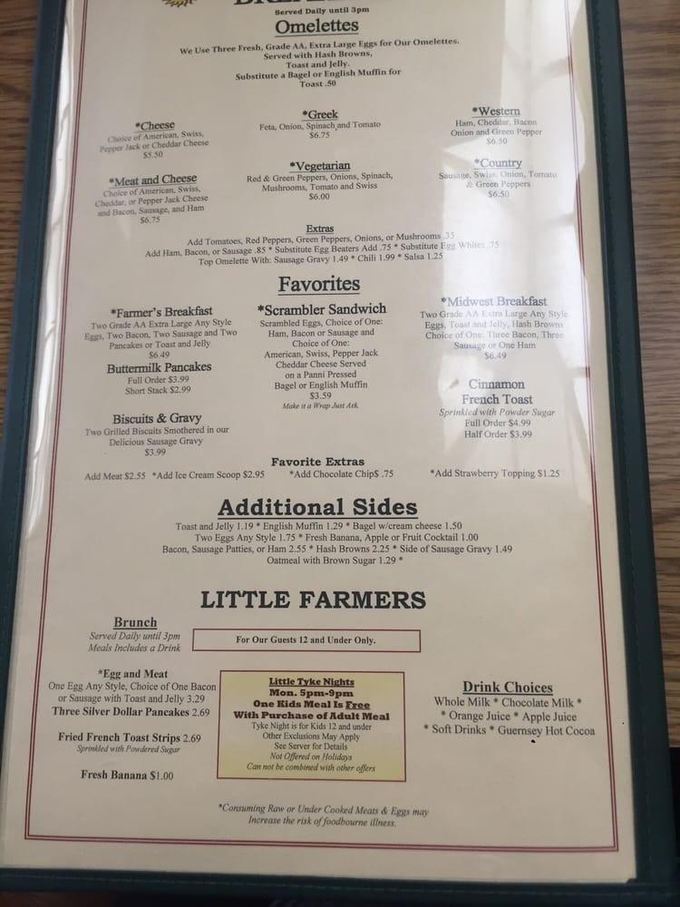 Menu at Guernsey Farms Dairy restaurant, Northville