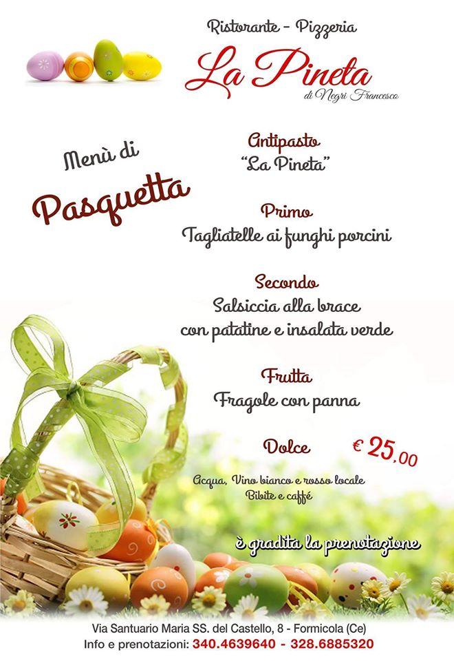 Menu at La Pineta restaurant, Formicola