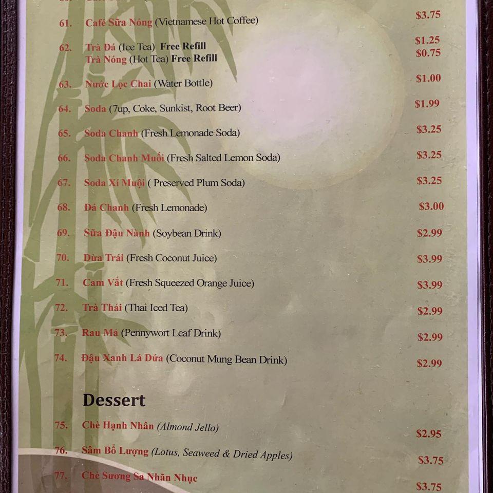Menu at Mai's Kitchen restaurant, Westminster