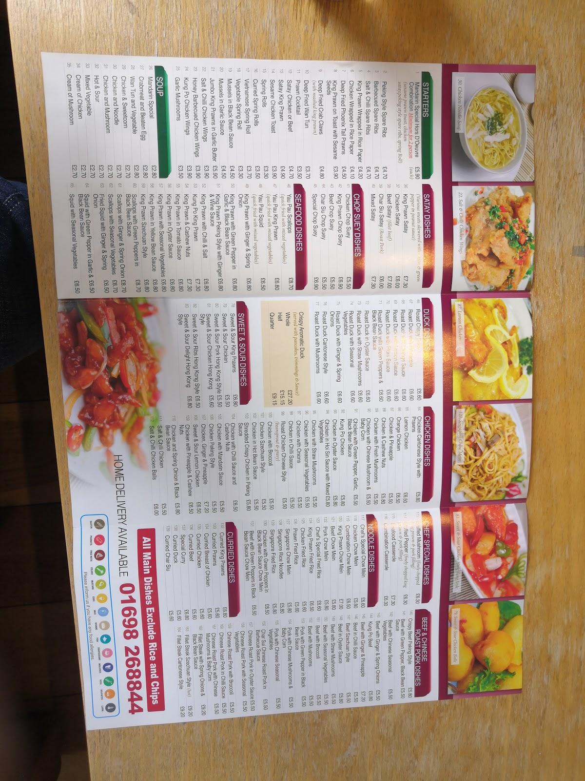 Menu at Mandarin Restaurant, Motherwell