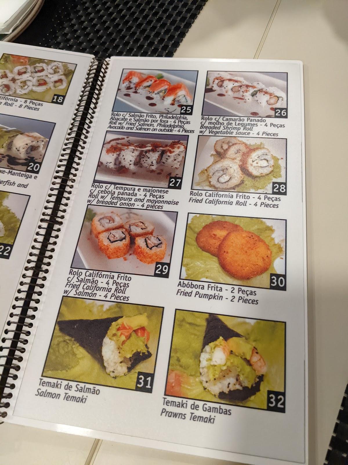 Menu at Nagoya restaurant, Funchal, Estrada Monumental 284